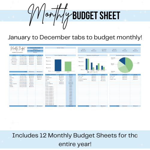 Premium Annual Monthly Budget (Blue)